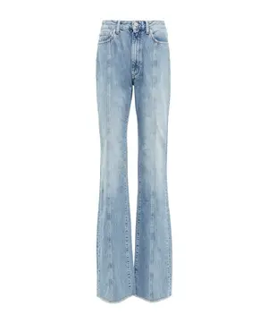 Alessandra Rich Paneled High-rise Flared Jeans - Light Blue