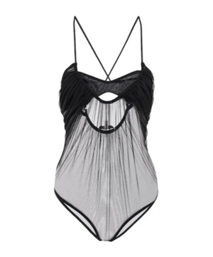 NENSI DOJAKA Cutout Tulle Bodysuit - Gray