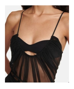 NENSI DOJAKA Cutout Tulle Bodysuit