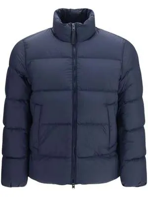 Woolrich Duck Down Puffer Coat In Quilted Nylon - Navy