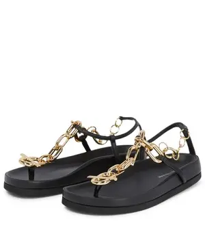 Rabanne Xl Link Leather Thong Sandals