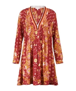 Poupette St Barth Ola Fringed Printed Minidress - Red