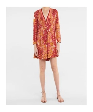 Poupette St Barth Ola Fringed Printed Minidress