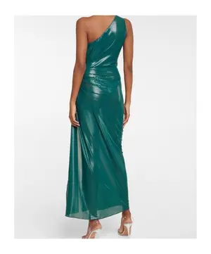 Oseree Lamé One-shoulder Midi Dress