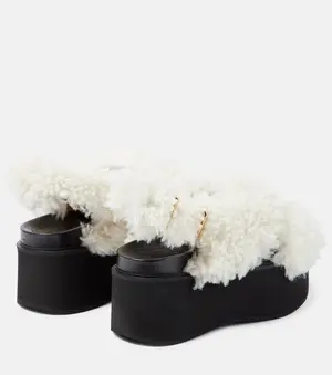Marni Shearling-trimmed Leather Sandals