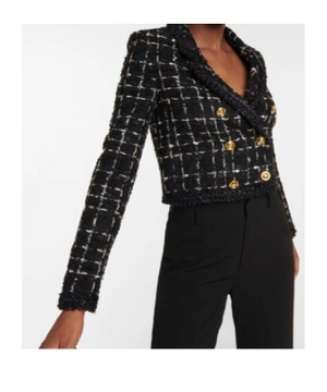 Giambattista Valli Checked Cropped Tweed Jacket