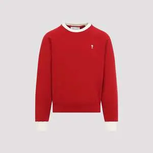 AMI Paris Bicolor Cotton Pullover Sweatshirt For - Red