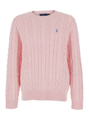 Polo Ralph Lauren Cotton Crewneck Cable-knit Sweater With Pony Patch
