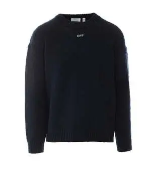 Off-White Arrow Maxi Embroidered Knit Crewneck - Bluegraph