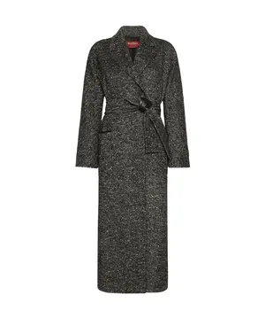 Max Mara Eroso Belted Tweed Coat - Black