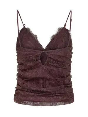 Pinko V-neck Lace Ruched Top