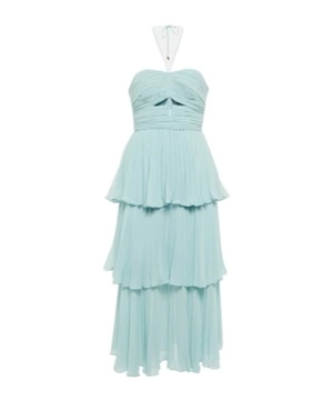 SELF-PORTRAIT Cutout Halterneck Midi Dress - Blue