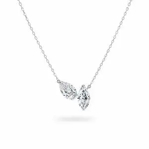 SPERO LONDON Pear & Marquise Sterling Necklace - Silver