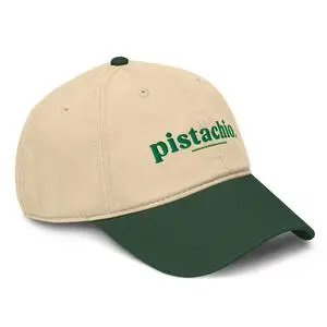 ANCHOR & CREW Neutrals / Natural & Dark Pistachio Slogan Cotton Embroidered Cap - Green