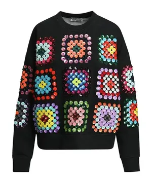 Essentiel Antwerp Sweatshirt With Geometric Floral Pattern - Black/multicolor