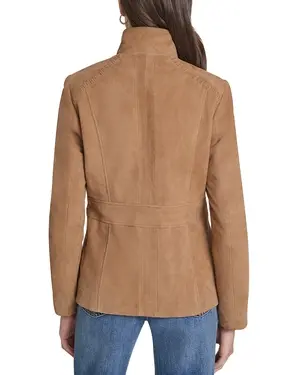 Cole Haan Stand Collar Suede Jacket
