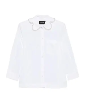 Simone Rocha Long Sleeved Embellished-collar Shirt - White
