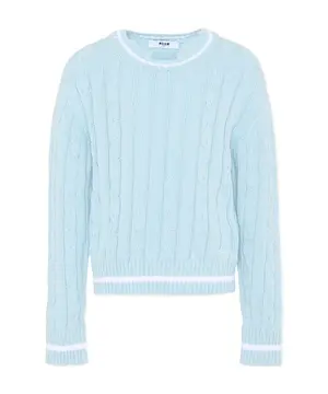 MSGM Cable-knit Crew-neck Sweater - Light Blue