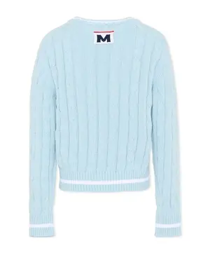 MSGM Cable-knit Crew-neck Sweater - Light Blue