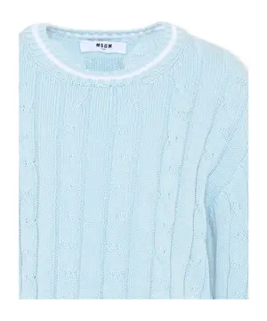 MSGM Cable-knit Crew-neck Sweater - Light Blue
