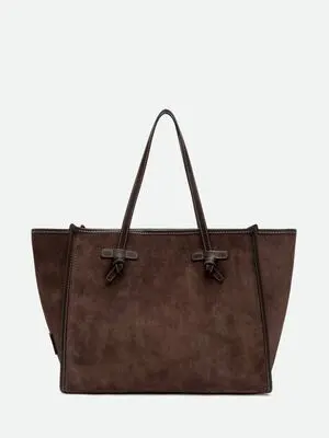 GIANNI CHIARINI Marcella Suede Calfskin Shoulder Bag - Coffee
