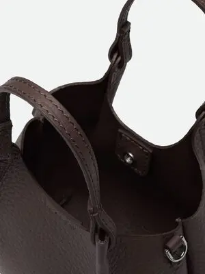 GIANNI CHIARINI Dua Mini Hammered Leather Handbag With Double Handle - Brown