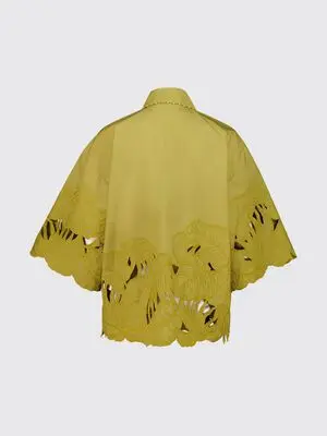 Zimmermann Mahon Cotton Shirt With Lace Inserts And Dropped Shoulders