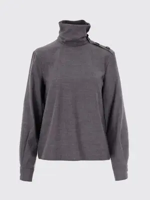 Patrizia Pepe Long-sleeved Viscose Blend Turtleneck With Shoulder Buttons