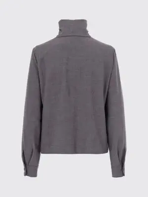 Patrizia Pepe Long-sleeved Viscose Blend Turtleneck With Shoulder Buttons