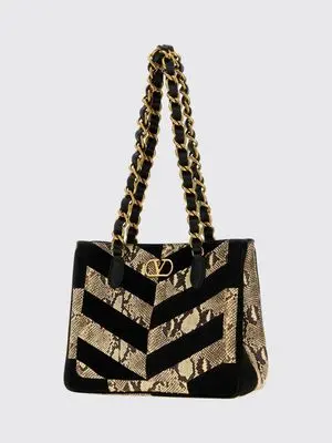 Valentino Garavani Python Print And Chevron Motif Shoulder Bag With Vlogo