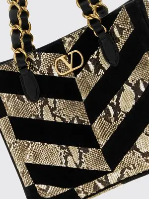 Valentino Garavani Python Print And Chevron Motif Shoulder Bag With Vlogo