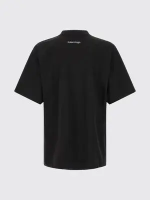 Balenciaga Cotton T-shirt With Contrasting Monogram Logo Print - Black