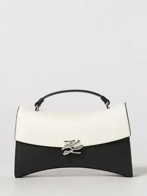 Karl Lagerfeld Full-grain Leather Handbag With Bicolour Monogram