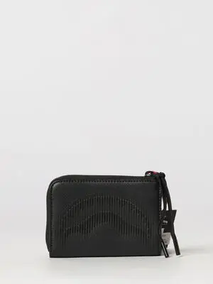 SPRAYGROUND Pvc Card Holder With Zip And Tone-on-tone Shark Logo - Black