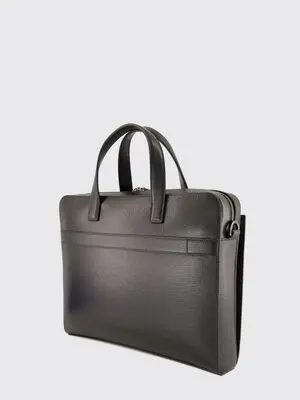FERRAGAMO Calfskin Leather Briefcase With Double Handle And Gancini Logo