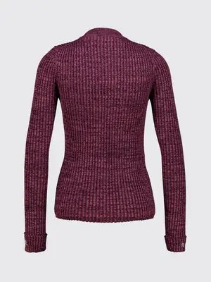 Rabanne Slim Fit Virgin Wool And Silk Crewneck Cardigan - Violet