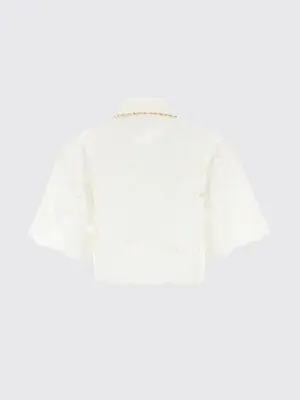 Zimmermann Mahon Short-sleeved Shirt In Cotton With Openwork Detailing