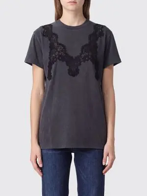 Stella McCartney Cotton-blend T-shirt With Embroidered Lace Inserts
