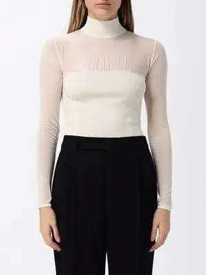 Elisabetta Franchi Slim Fit Stretch-viscose Long-sleeved Turtleneck Bodysuit - White