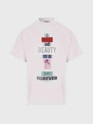 Balenciaga Slogan Print Cotton T-shirt With Dropped Shoulders - White