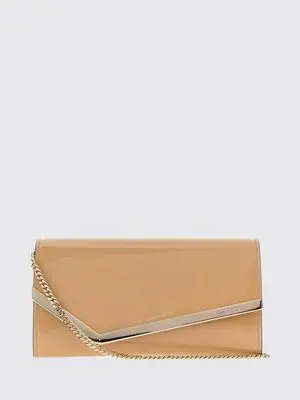 JIMMY CHOO Emmie Patent Leather Mini Handbag With Chain Strap - Beige