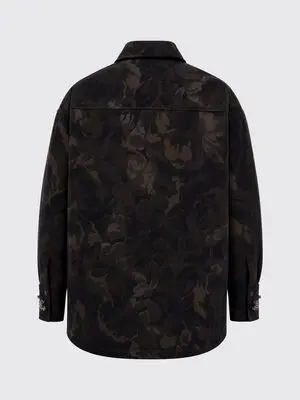 Pinko Floral Embroidered Cropped Shirt Jacket With Rhinestones