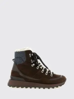 Brunello Cucinelli Calfskin Suede Hiking Boots With A Padded Ankle Collar - Brown