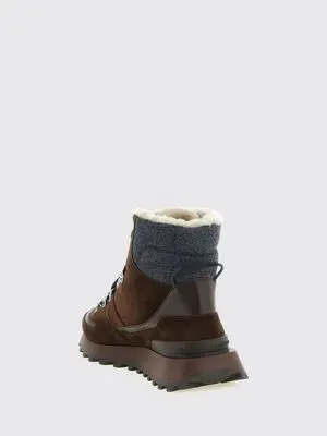 Brunello Cucinelli Calfskin Suede Hiking Boots With A Padded Ankle Collar - Brown