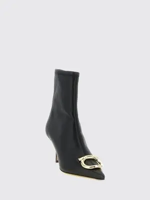 FERRAGAMO Maxi Gancini Stretch Fabric Stiletto Heel Ankle Boots