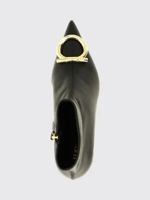 FERRAGAMO Maxi Gancini Stretch Fabric Stiletto Heel Ankle Boots