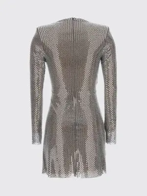 SELF-PORTRAIT Draped Rhinestone-embellished Polyester Mini Evening Dress - Grey