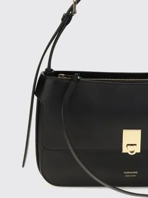 FERRAGAMO Mini Calfskin Leather Shoulder Bag With Gancini Clasp