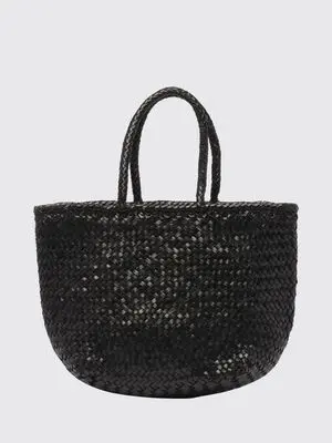 Dragon Diffusion Grace Woven Leather Tote Bag With Double Handle - Black