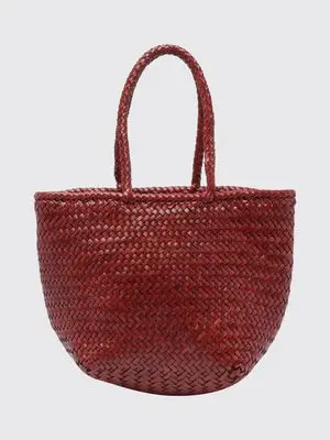 Dragon Diffusion Grace Woven Leather Tote Bag With Double Handle - Red